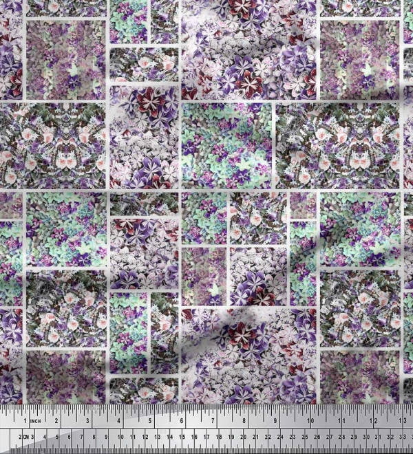 Soimoi Crepe Silk Fabric Floral Patchwork Print Fabric by The Yard 42 ...