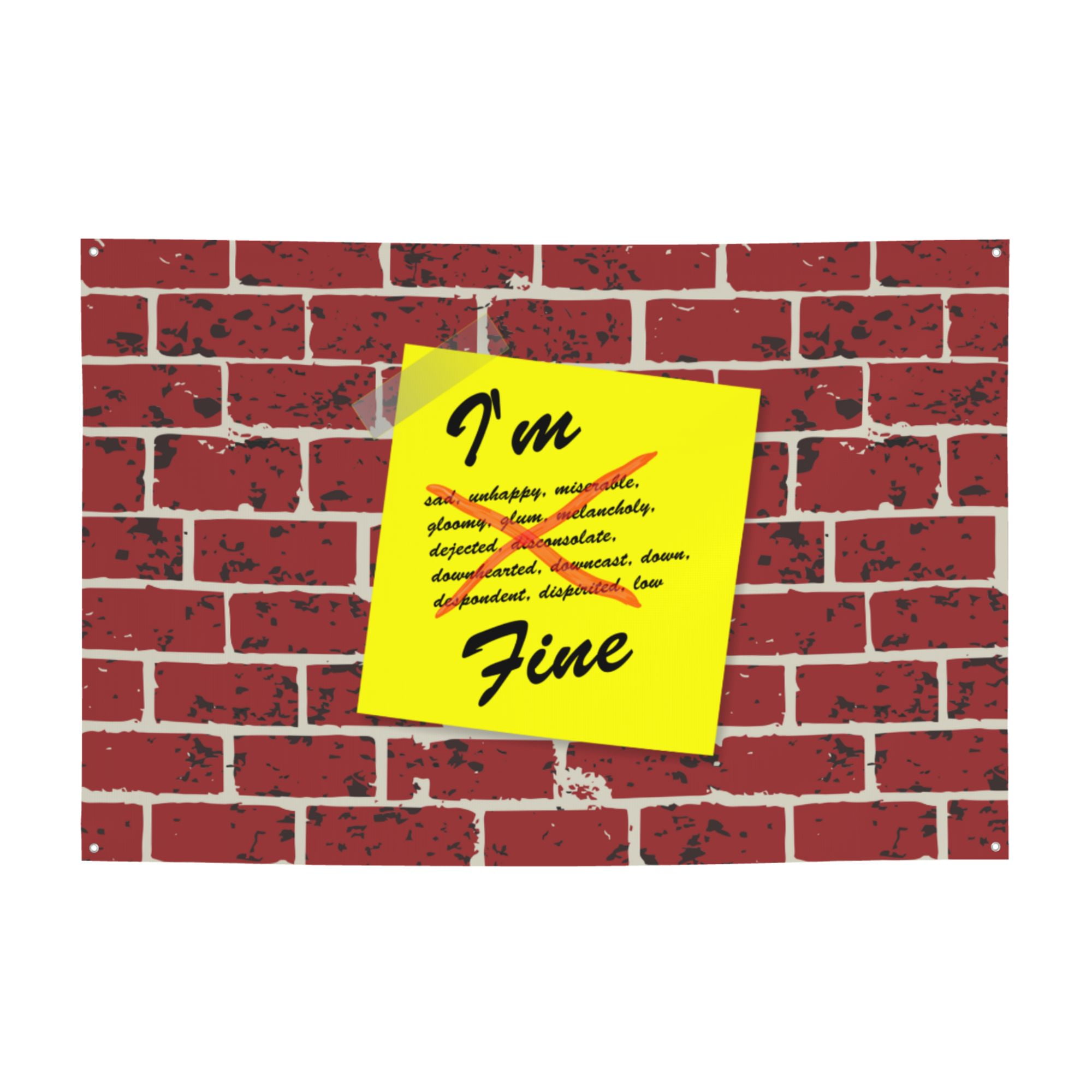 DouZhe I'm Fine Post Sign Banner, Yellow Reminder Sticker Hanging ...