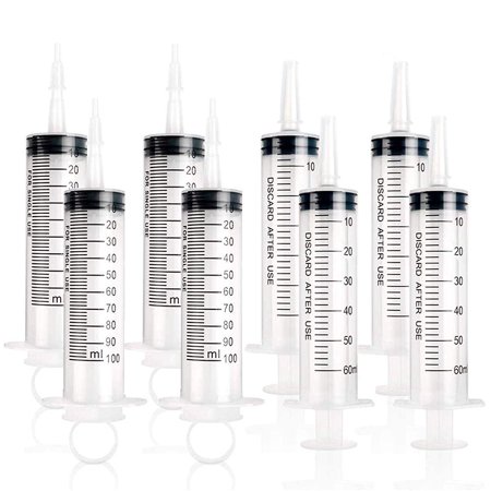 8 Packs 60ml 100ml Large Plastic Catheter Tip Syringe with Caps ...