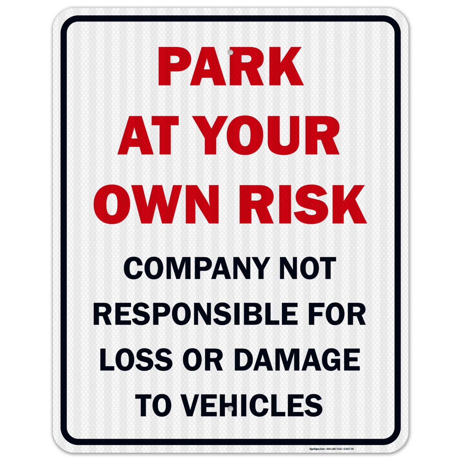 No Parking Sign, Park at Your Own Risk Sign, - Walmart.com