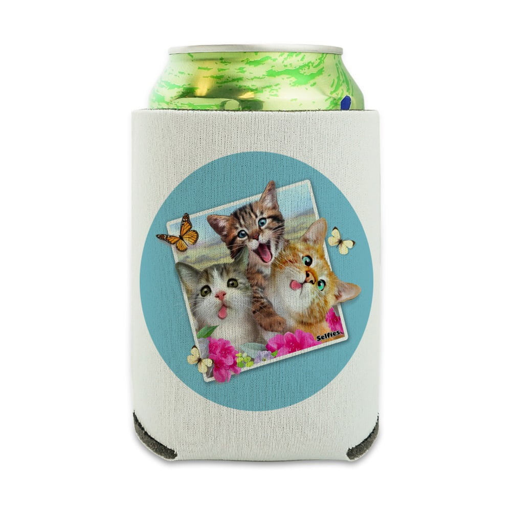 Cats Selfie Picture Can Cooler - Drink Sleeve Hugger Collapsible ...