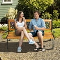 Garden Bench, Pine Park Bench Porch Bench with Diamond Weaving Backrest ...