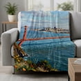 Blue Coastal Blanket Soft Cozy Warm Throw Blanket for Couch, Plush ...