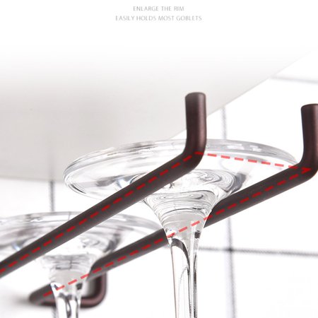 Cup Hanger Wall Mounted Wine Glass Rack Bar Under Cabinet Kitchen ...
