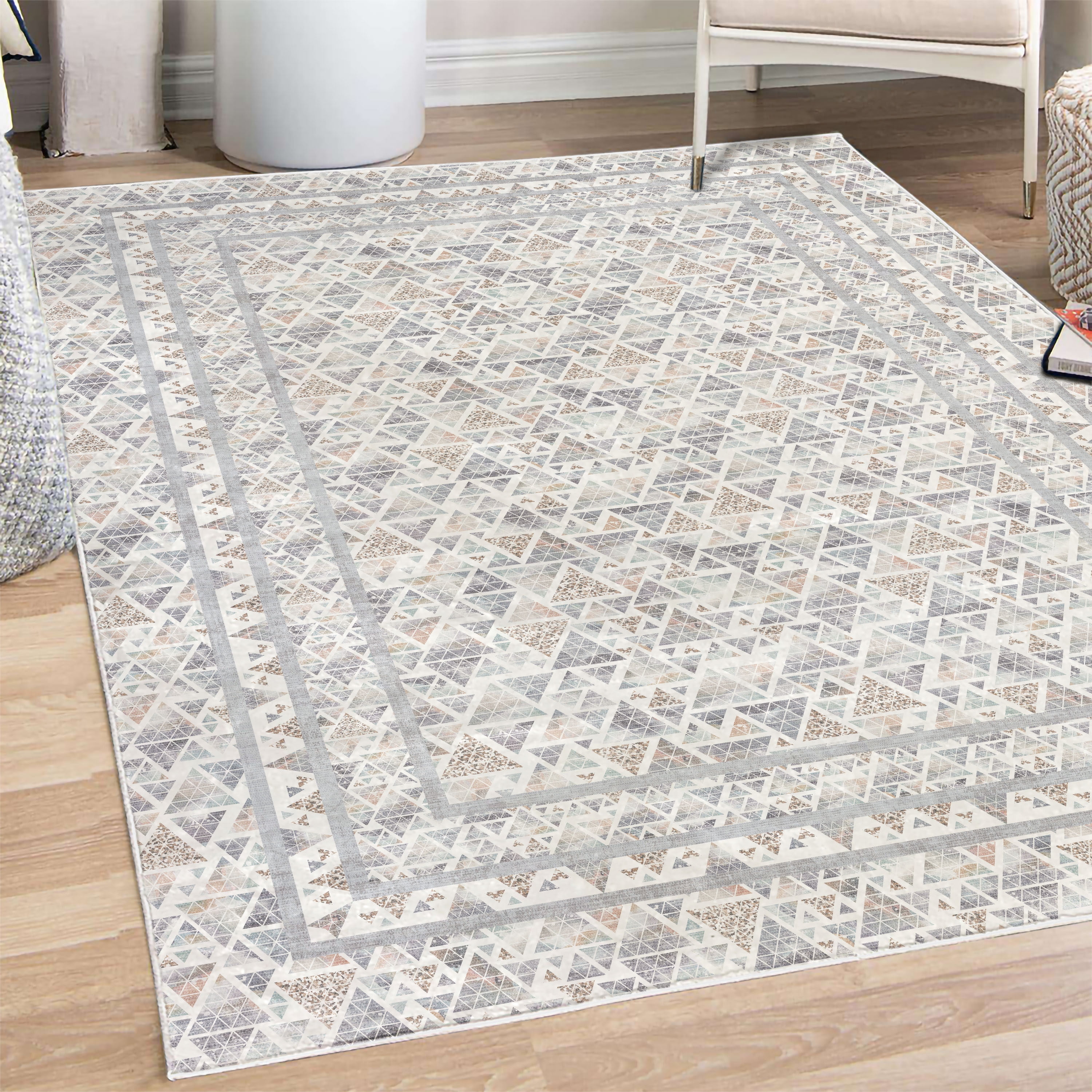 Geometric Decorative Rug, Triangle Grid in Ombre Galactic Effect Colors ...