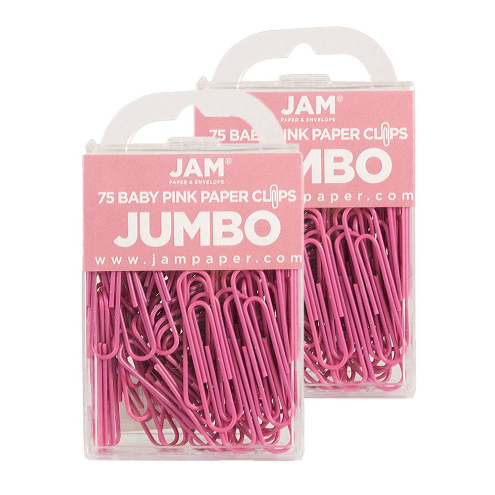 JAM Paper Jumbo Paper Clips, Pink, 2 Packs of 75, Large - Walmart.com