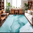 Abstract Marble Texture Area Rug, Blue Green Wavy Pattern Non-Slip Felt ...