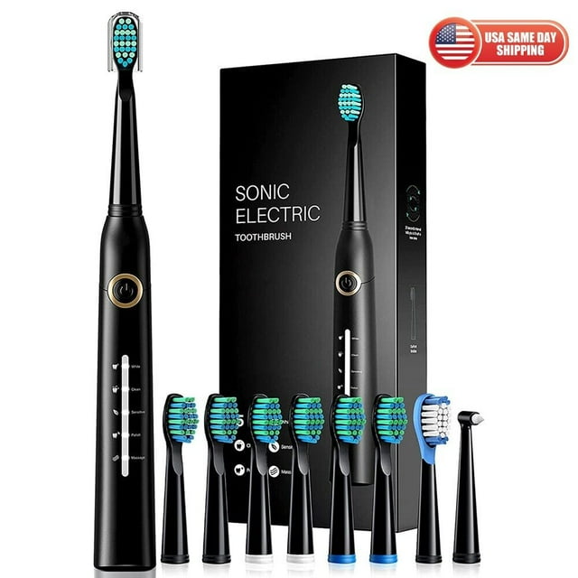 Sonic Electric Toothbrush Adults & Kid Rechargeable 8 Brush Heads 5 ...
