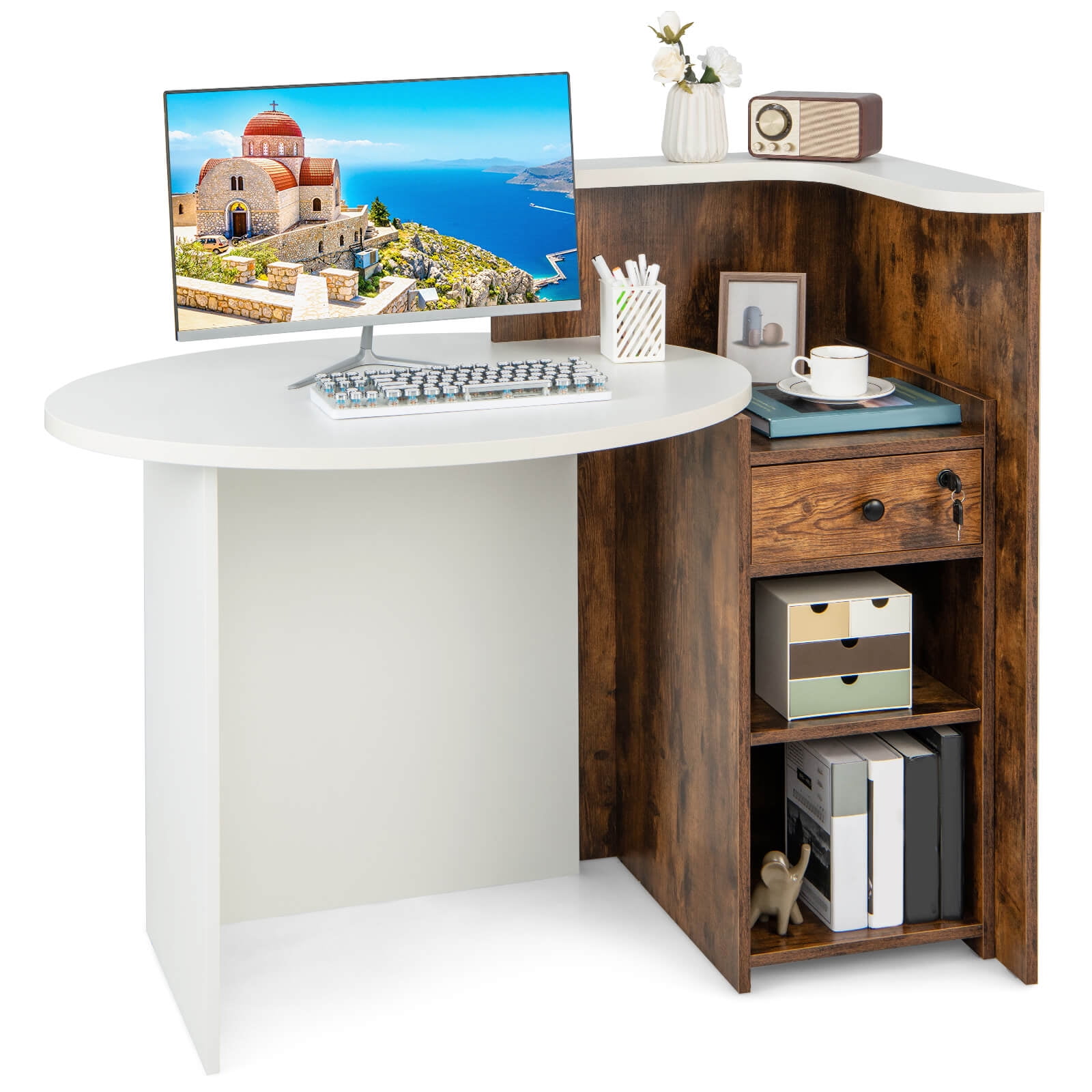 Click here for Costway Front Reception Counter Desk Checkout Offi... prices