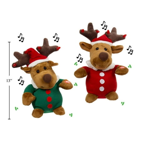 Christmas Animated Moving & Singing Reindeer with Light-Up Antlers, 13 ...