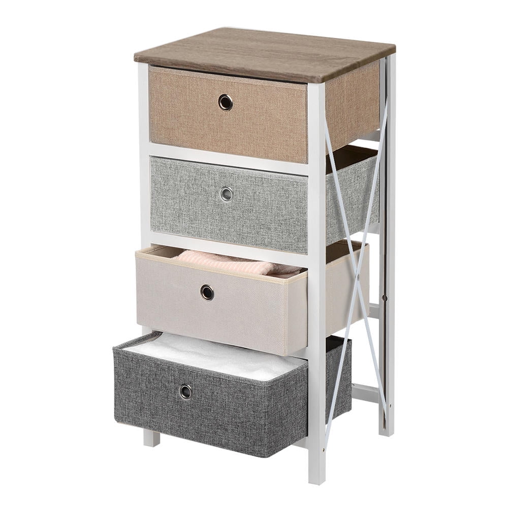4 Tier Side Table Storage End Table, Drawer Dresser Organizer ...