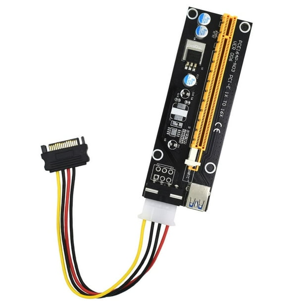 Qionma PCIe Riser VER006 PCI-E 1x to 16x Adapter Extender 15-Pin to 4 ...