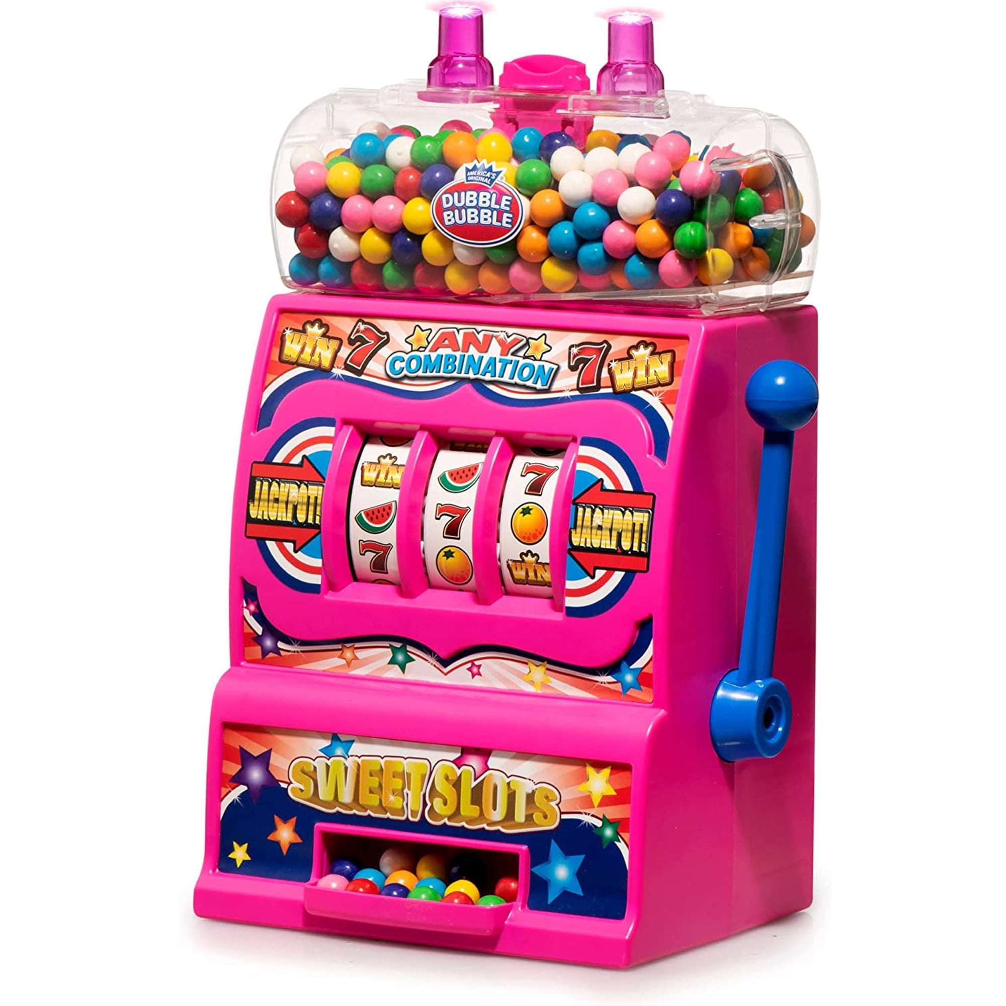 Playo Gumball Slot Machine for Kids Toy Mini Bank Candy Dispenser, Pink ...