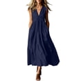 ClodeEU Women's V Neck Sleeveless Midi Dress,Casual Flowy Sundress with ...