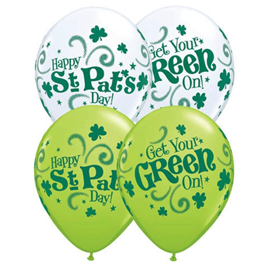 St Patricks Day Get Your Green On 11" Latex Balloons, Green Lime White ...