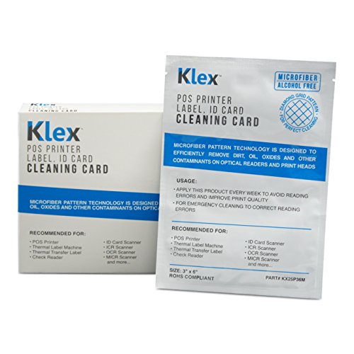 Klex Microfiber POS Label Thermal Printer Cleaning Card 3 x 6 IPA-Free ...