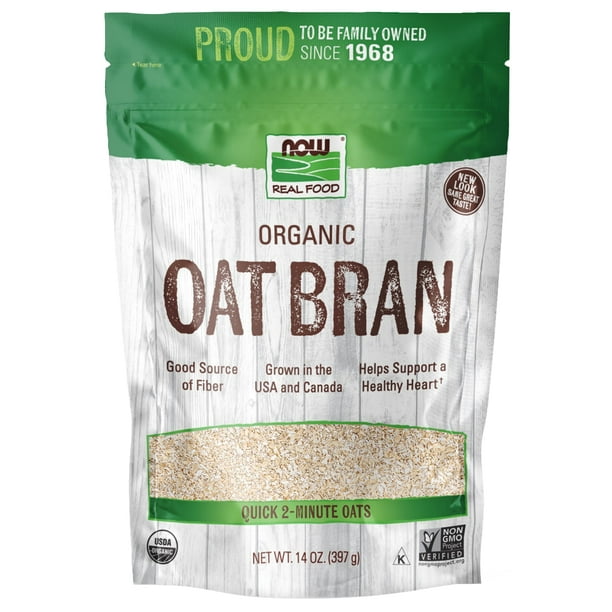NOW Foods, Organic Oat Bran, Source of Fiber and Protein, USA Grown, 14 ...