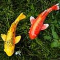 2-Piece Koi Fish Garden Stake Red Gold Resin Sculpture Waterproof ...