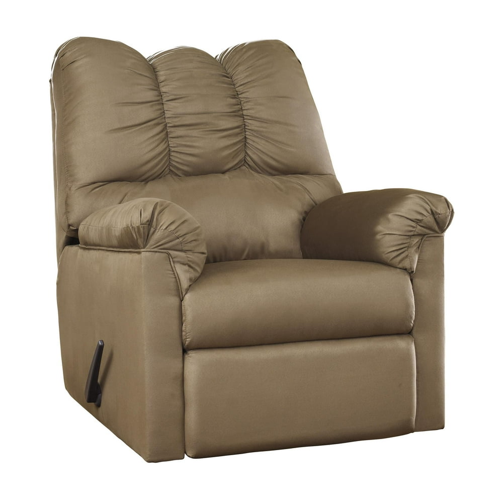 Fabric Upholstered Rocker Recliner with Tufted Backrest, Light Brown ...