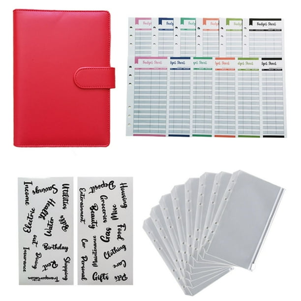 A6 Notebook Binder Money Organizer for Budget Planner Organizer Red ...
