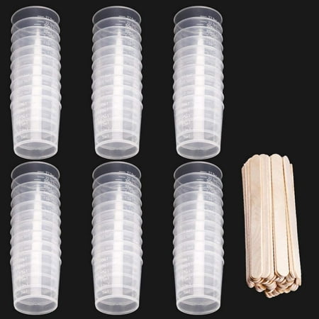 60 Pack 30ml Plastic Graduated Cups Transparent Scale Cups with 60 Pack ...