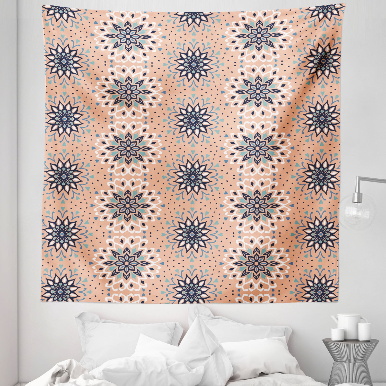 Spanish Tapestry, Ethnic Flowers Ornamental Bohemian Pattern Folk ...