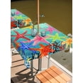 Marine Life Square Outdoor Tablecloth with Umbrella Hole Red Yellow ...