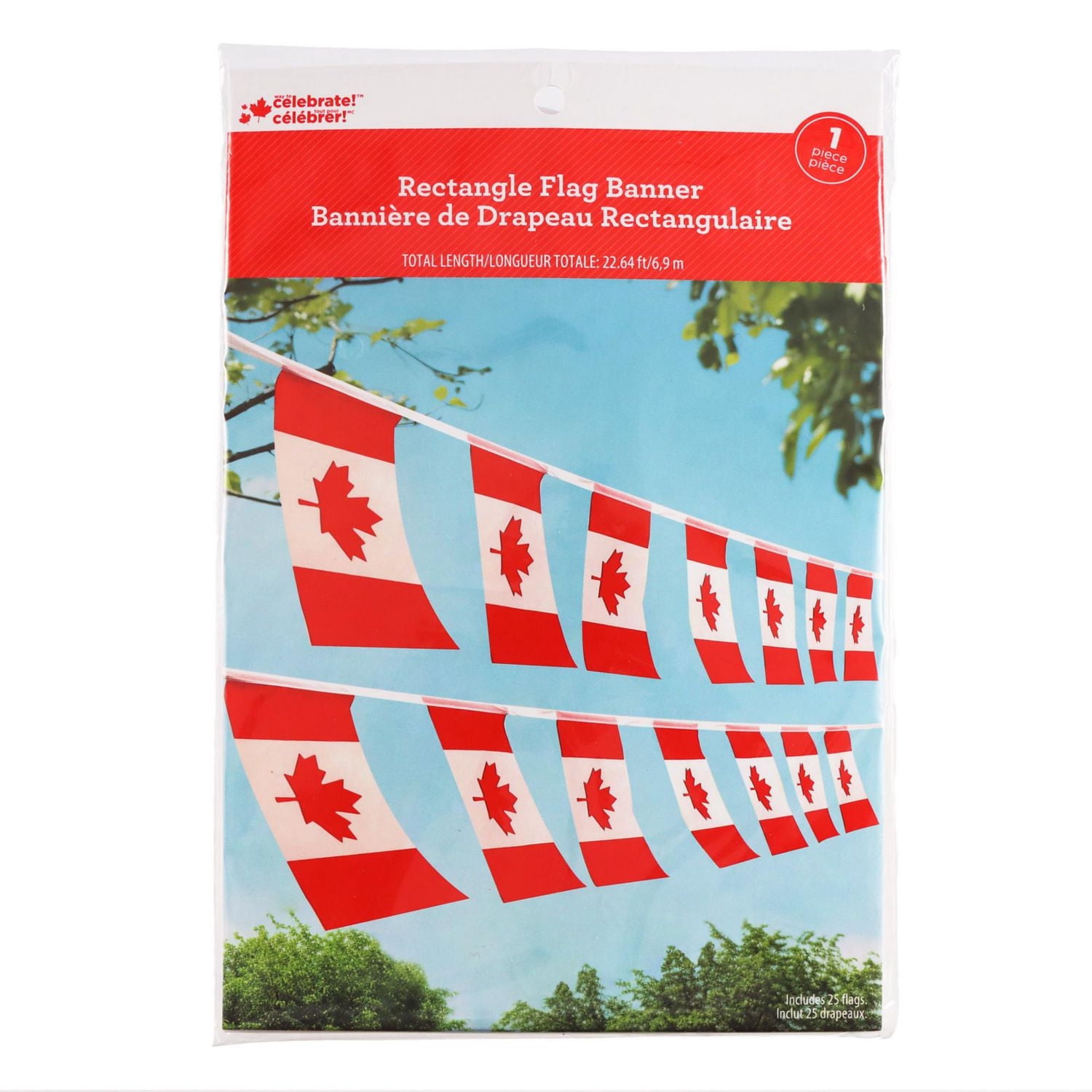 Way to Celebrate 22.64 Feet Rectangle Canada Pennant Flags Banner ...