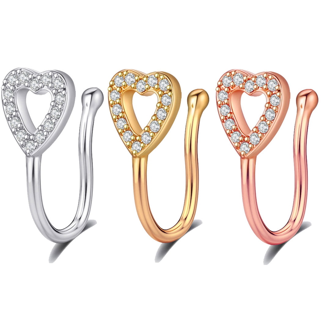 Click here for Nobrand Fake Nose Ring Heart: 3pcs Stainless Steel... prices