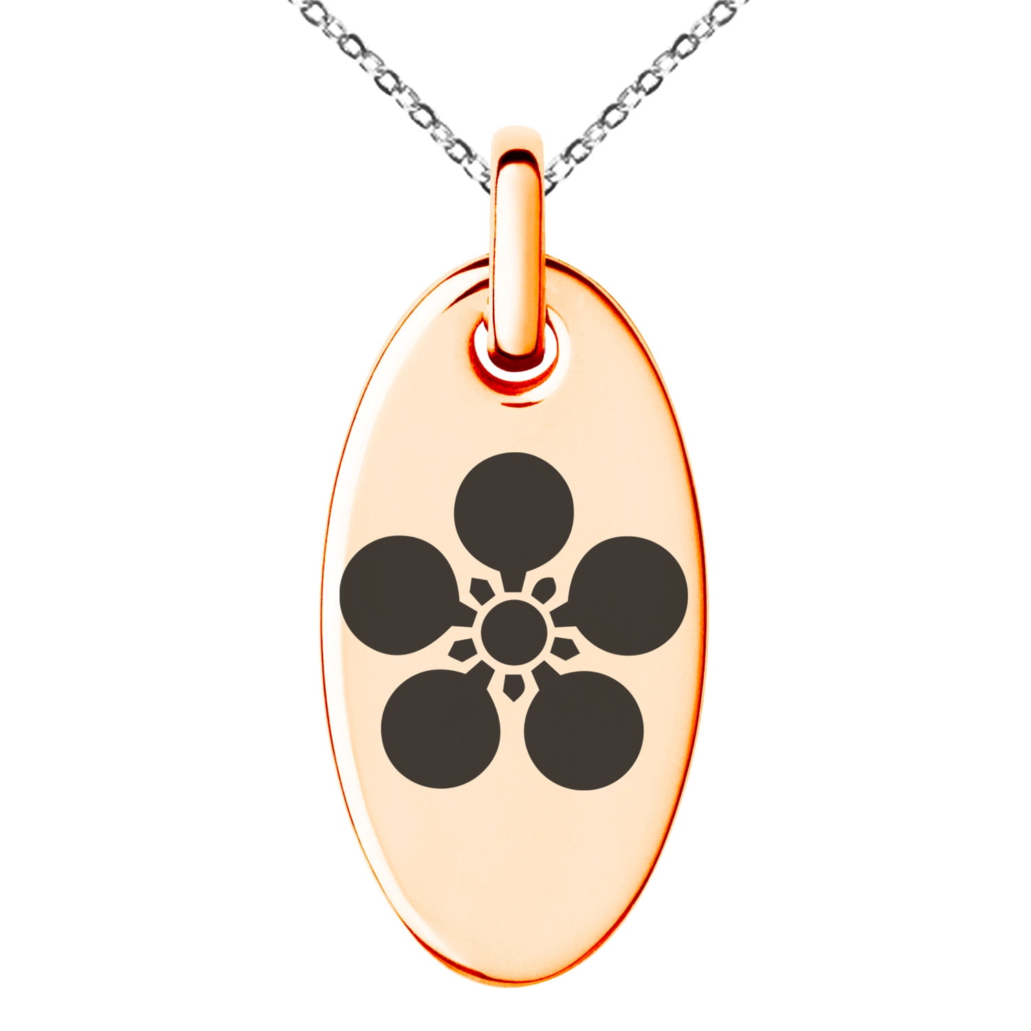 Stainless Steel Maeda Samurai Crest Engraved Small Oval Charm Pendant ...