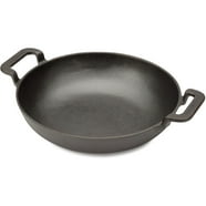Lodge 14" Pre-Seasoned Cast Iron Wok with Flat Base & Loop Handles for ...