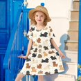 Polka Dot Dog Short Sleeve Dress A-Line Cute Midi Casual Sundress 2-8 ...