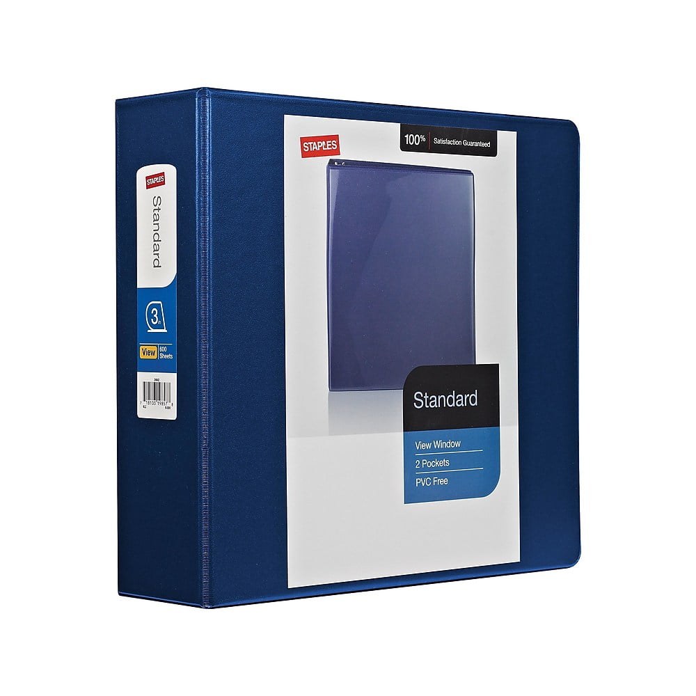 Staples Standard 3" 3-Ring View Binder Blue (26451-CC) 82640 - Walmart ...