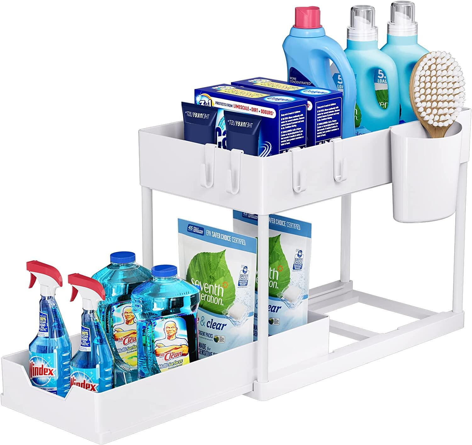 Oyajia 2-Tier Under Sink Organizer with Sliding Drawer, Bathroom ...
