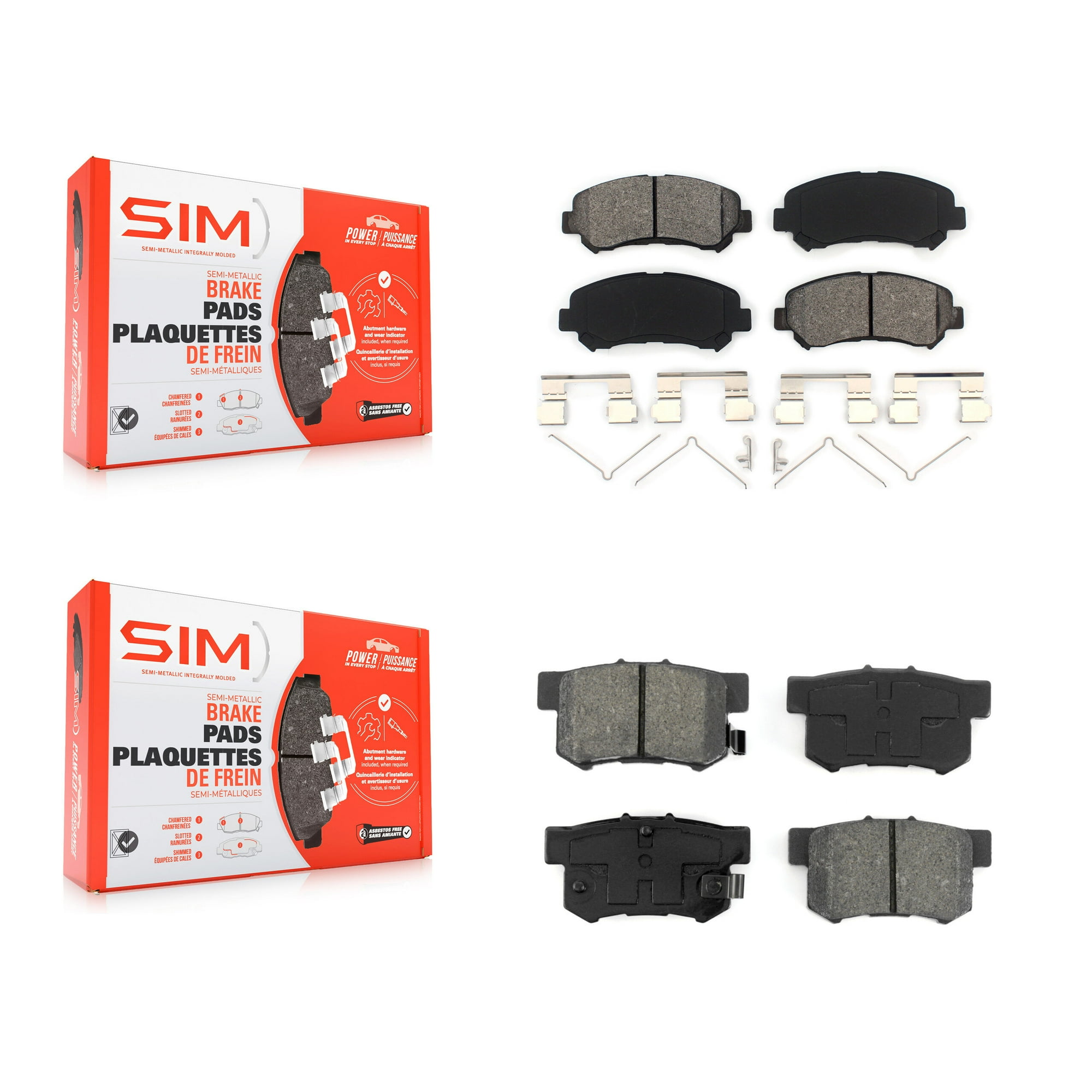 Sim Front Rear Semi-Metallic Brake Pads Kit For Car 2010-2013 Suzuki Kizashi Ksm-100140