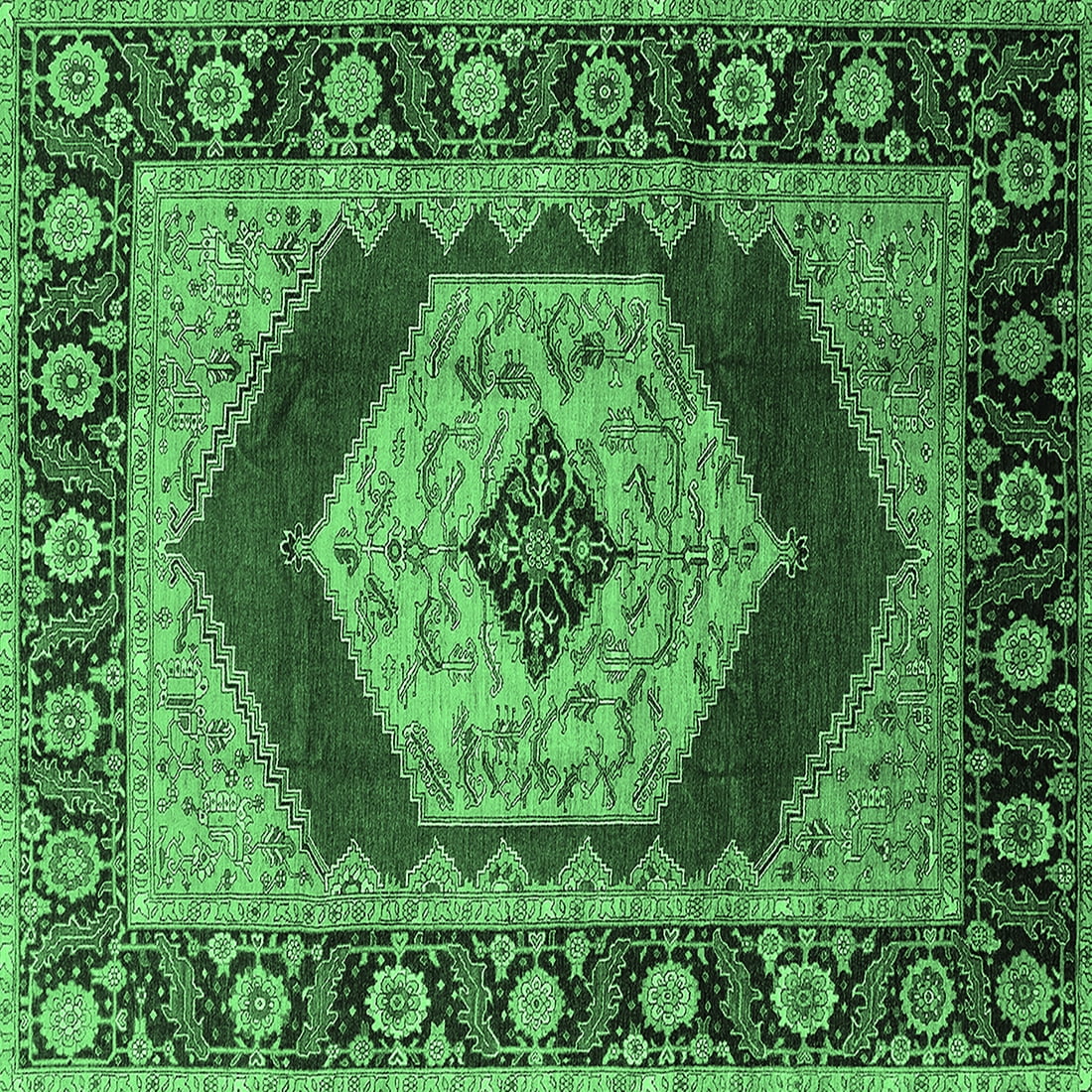 Ahgly Company Indoor Square Persian Emerald Green Traditional Area Rugs ...
