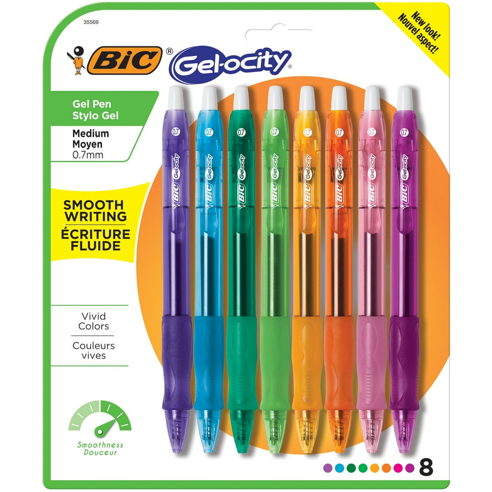 BIC Gelocity Original Retractable Fashion Gel Pen, Medium Point (0.7 mm ...