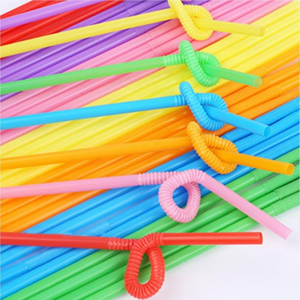 Pack of 100 Drinking Straws Single-use Straight Plastic Beverage Party ...