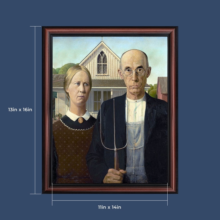 Framed American Gothic Painting