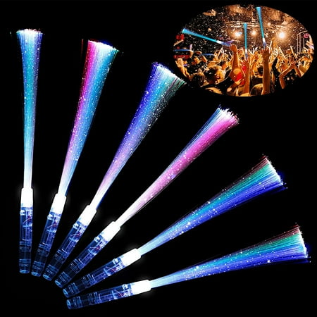 Junmo 6 Pieces Fiber Optic Wand Glow Fiber Wands Flashing LED Light ...