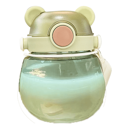 Portable Bear Water Bottle with Strap and Straw,Cute Bear Shaped Water ...