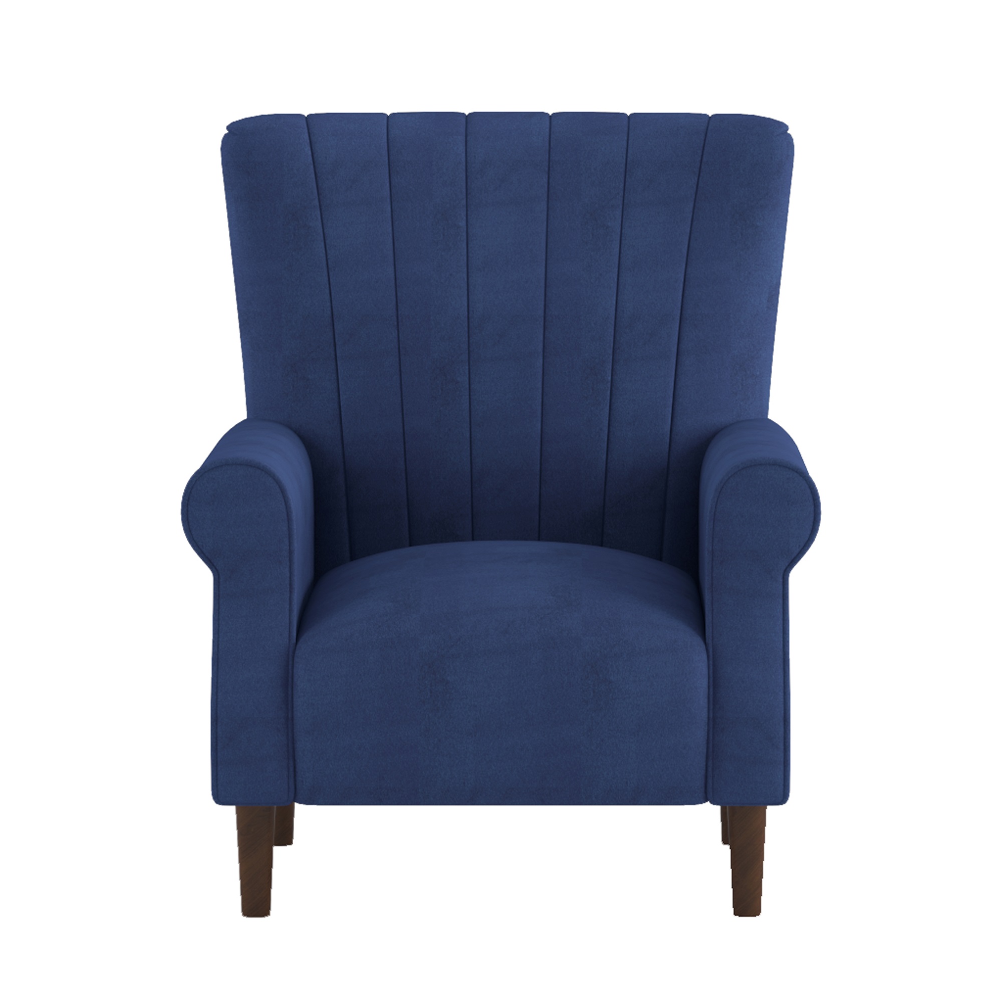 Carlson Navy Blue Velvet Club Channel Tufted Back Accent Chair ...