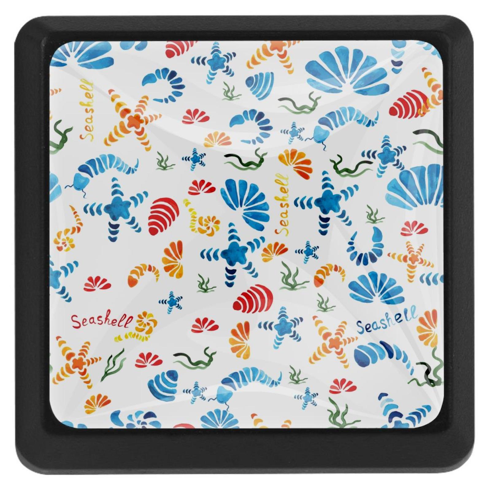 3 Pack Sea Shells Square Cabinet Door Knobs Decor for Cupboard Dressing ...