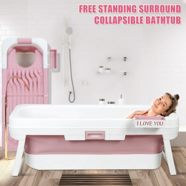 Portable Foldable Bathtub with Lid, Large Freestanding Soaking SPA Tub ...