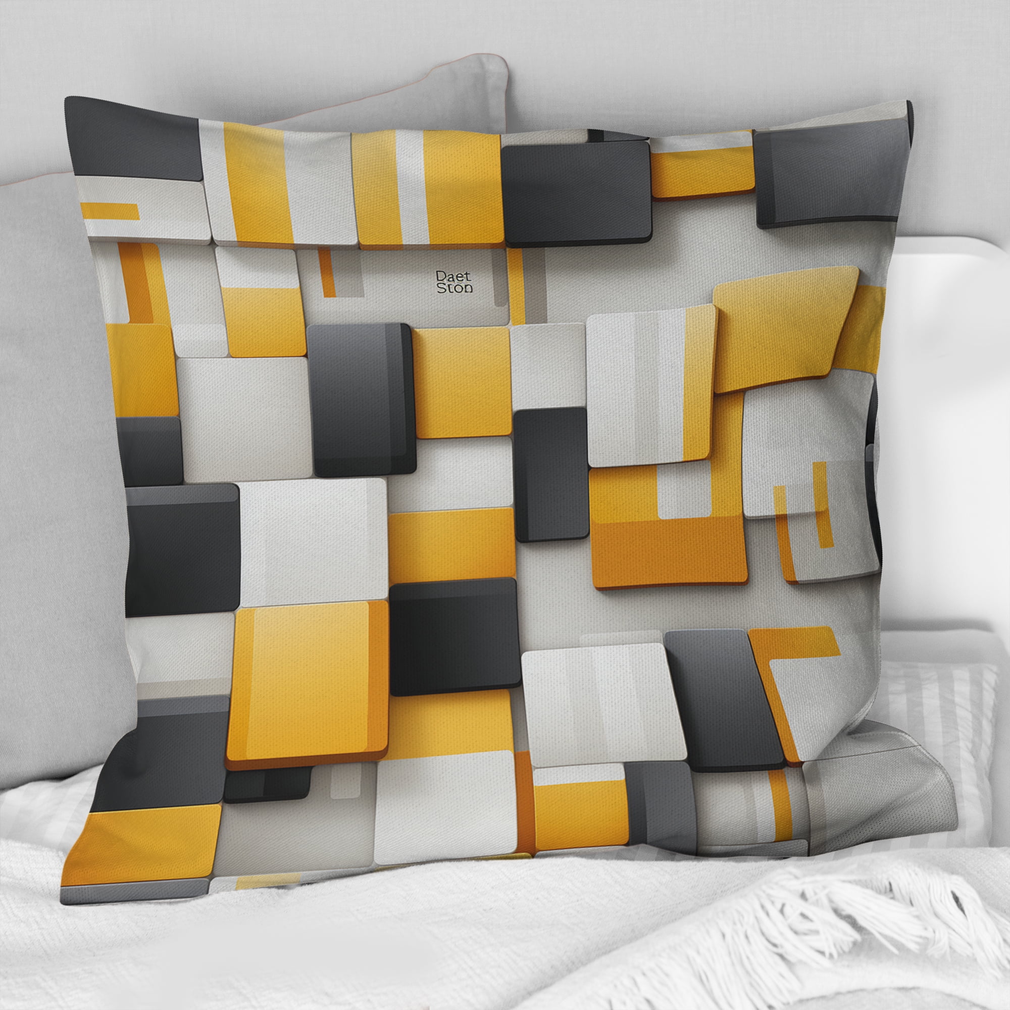 Click here for Designart Harmonious Yellow And Grey Geometric Blo... prices