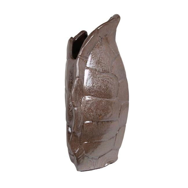 Benzara BM203707 Decorative Ceramic Turtle Shell Shaped Vase, Brown ...