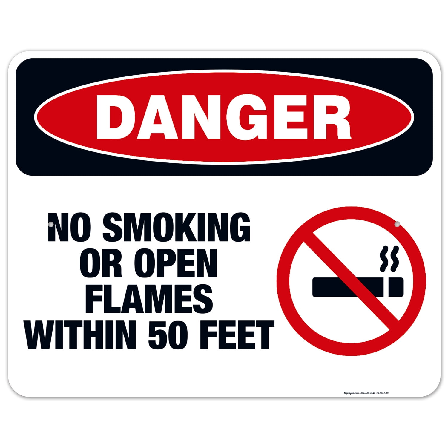 Danger No Smoking Or Open Flames Within 50 Feet Sign, OSHA Danger Sign ...