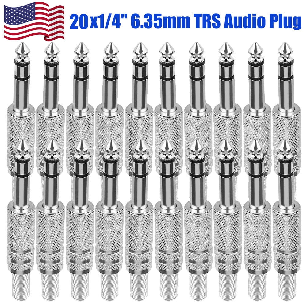 20X 1/4'' 6.35mm Audio Plug TRS Stereo Female Jack Socket Metal Spring ...