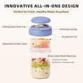 2 Sets - Cream/Deep-Blue Glass Food Storage Jars 16 Oz Breakfast Meal ...