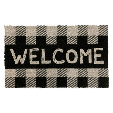 Mainstays Welcome Coir and Plaid Layering Doormat Set, 2 Pieces, 18" x ...